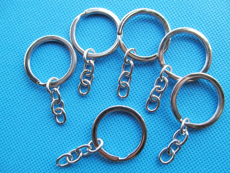 Smooth 28mm Silver Tone/antique Bronze Two Circle Key Chain - Etsy