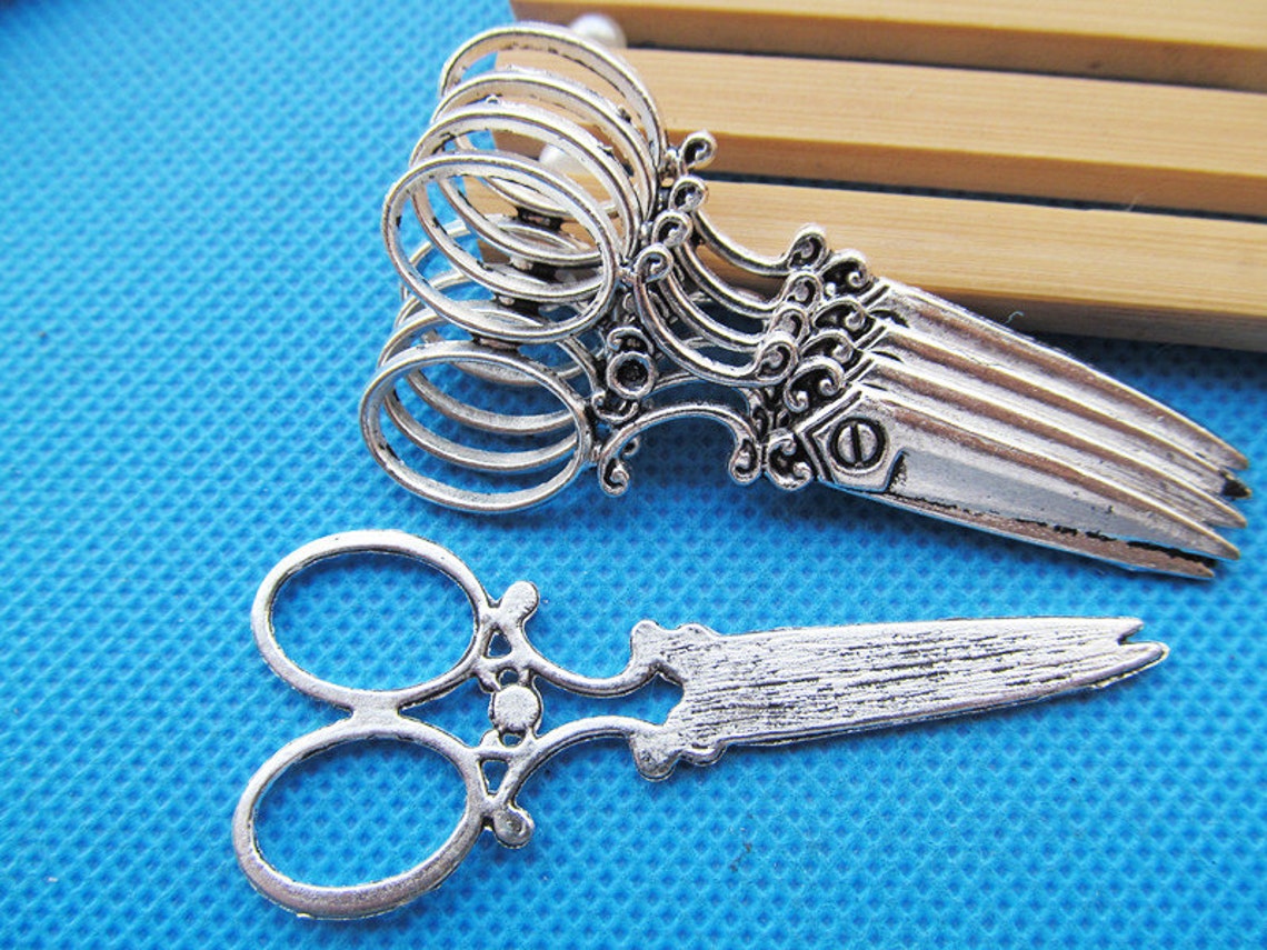 25mmx60mm Antique Silver Tone/antique Bronze Hollow Scissor - Etsy