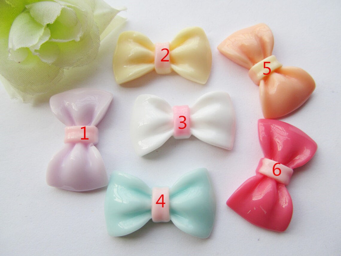 34mmx19.24mm 6 Colors Flatback Resin Bow tie/Bowknot | Etsy