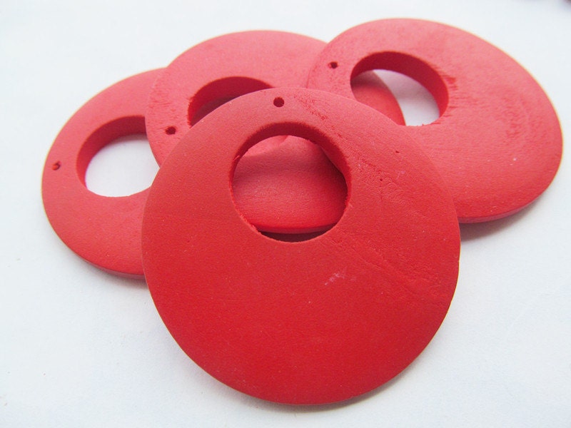 50mm Red Roundure Circle Ring Big Hole Natural Wood Earring Pendant ...