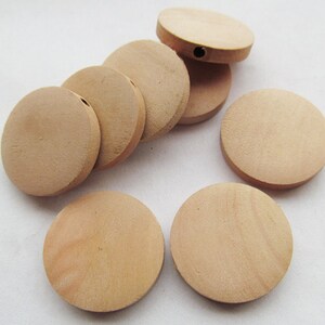 25mm Unfinished Thick Flat Circle Round Discs Natural Wood Spacer Beads ...