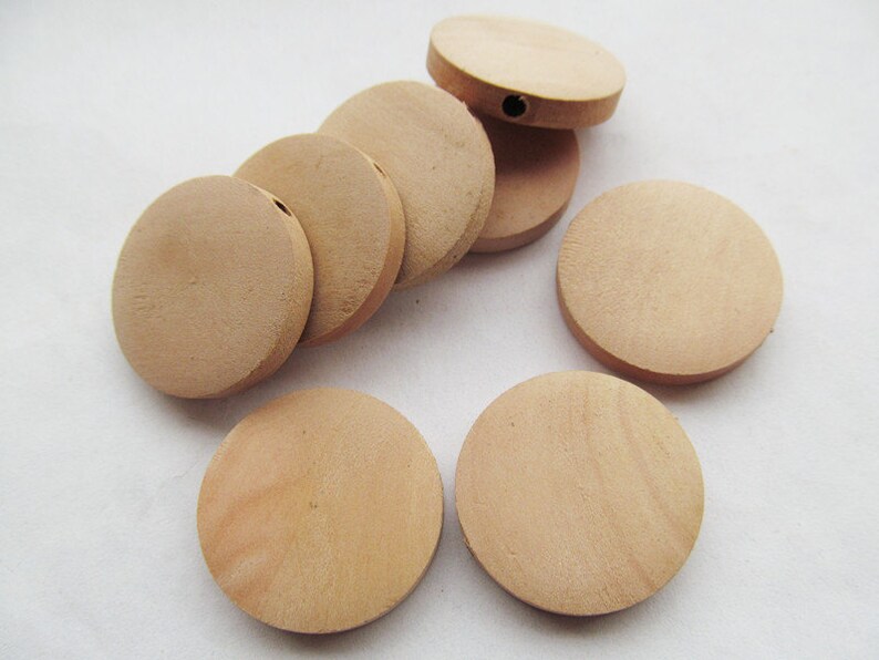 25mm Unfinished Thick Flat Circle Round Discs Natural Wood - Etsy