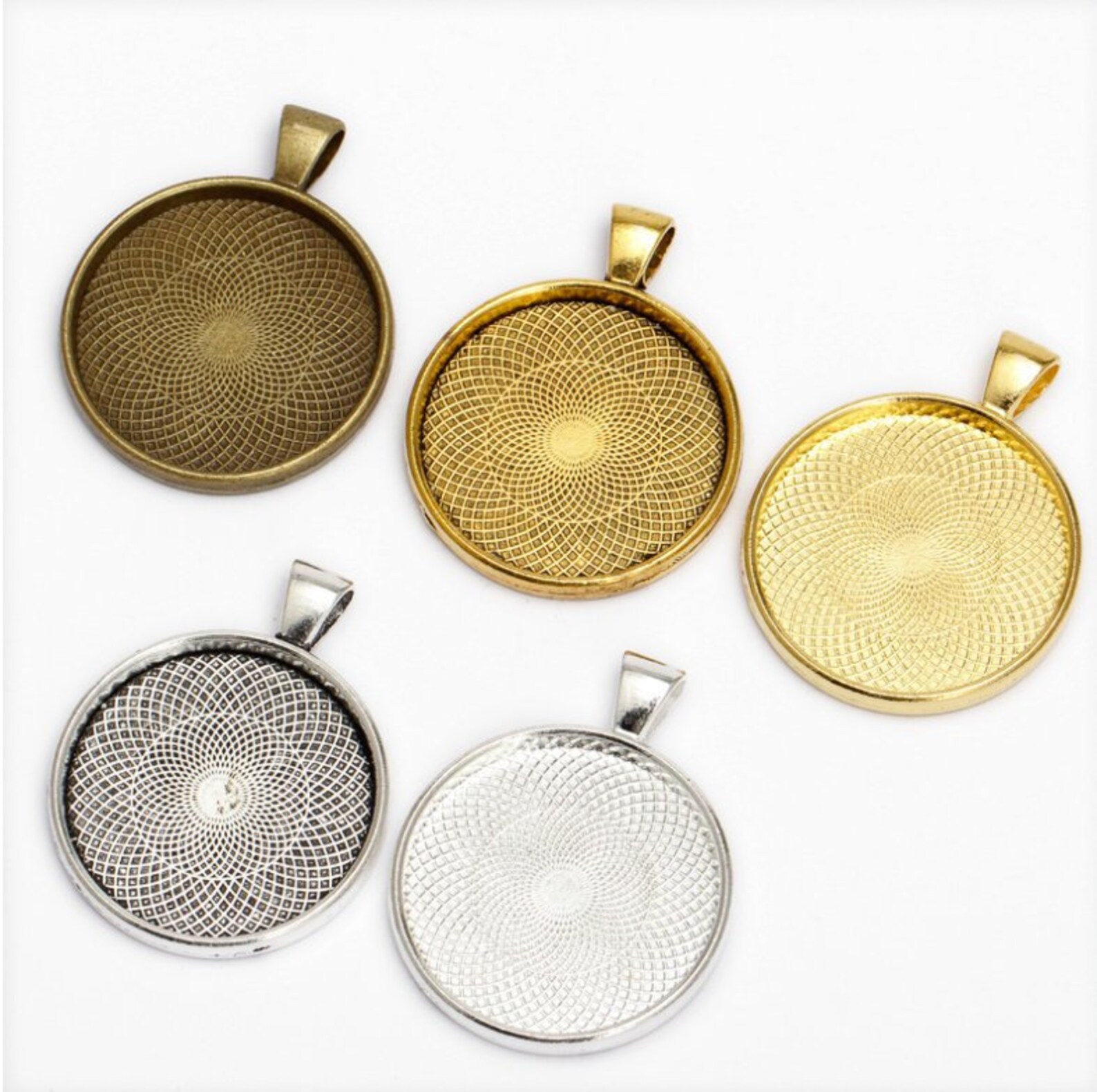 Antique Golden/golden Round Base Setting Tray Bezel Pendant Charm ...