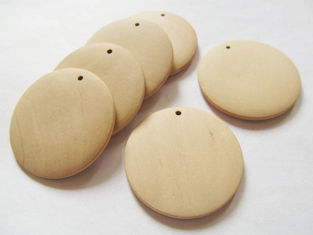 35mm Unfinished Large Heavy Flat Circle Round Discs Natural Wood ...
