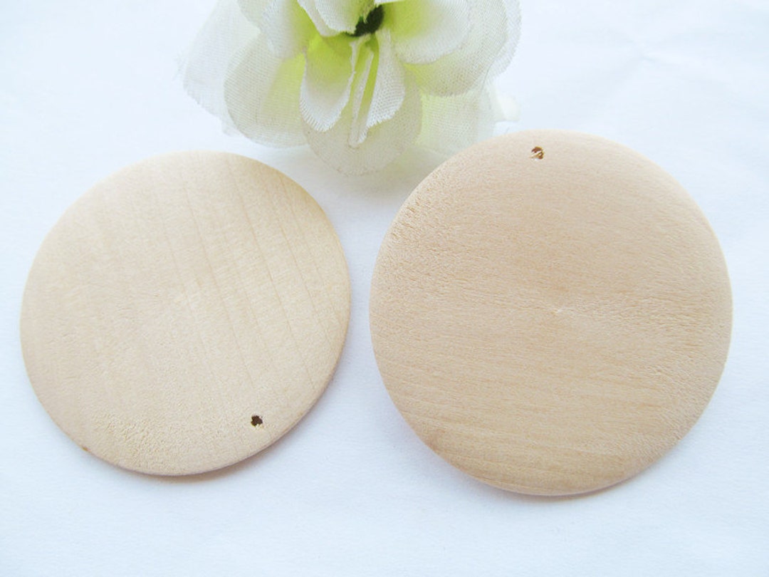50mmx5.50mm Unfinished Large Heavy Flat Circle Round Discs Natural Wood ...
