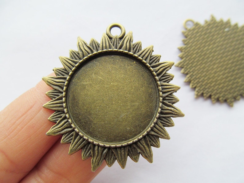 Antique Silver Tone/antique Bronze Sun Round Base Setting Tray Bezel ...
