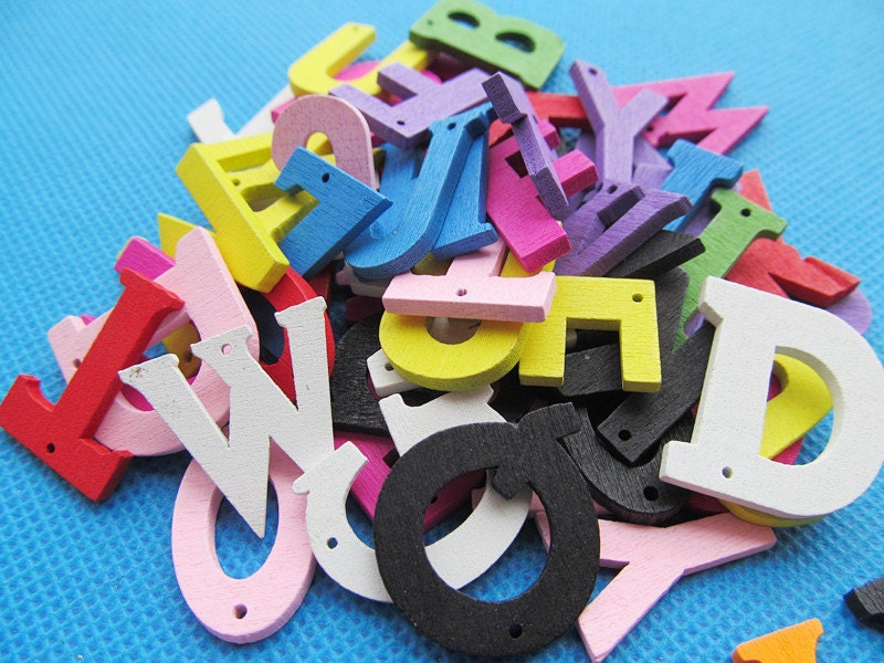 20mm Colorful Wooden Alphabet Letter Charm Pendant Finding,diy ...