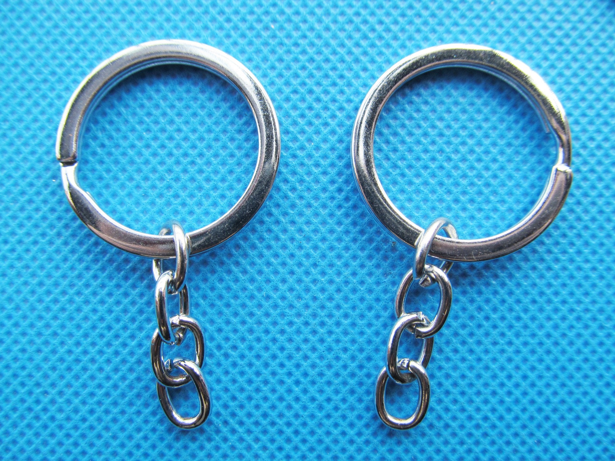 Smooth 28mm Silver Tone/antique Bronze Two Circle Key Chain - Etsy