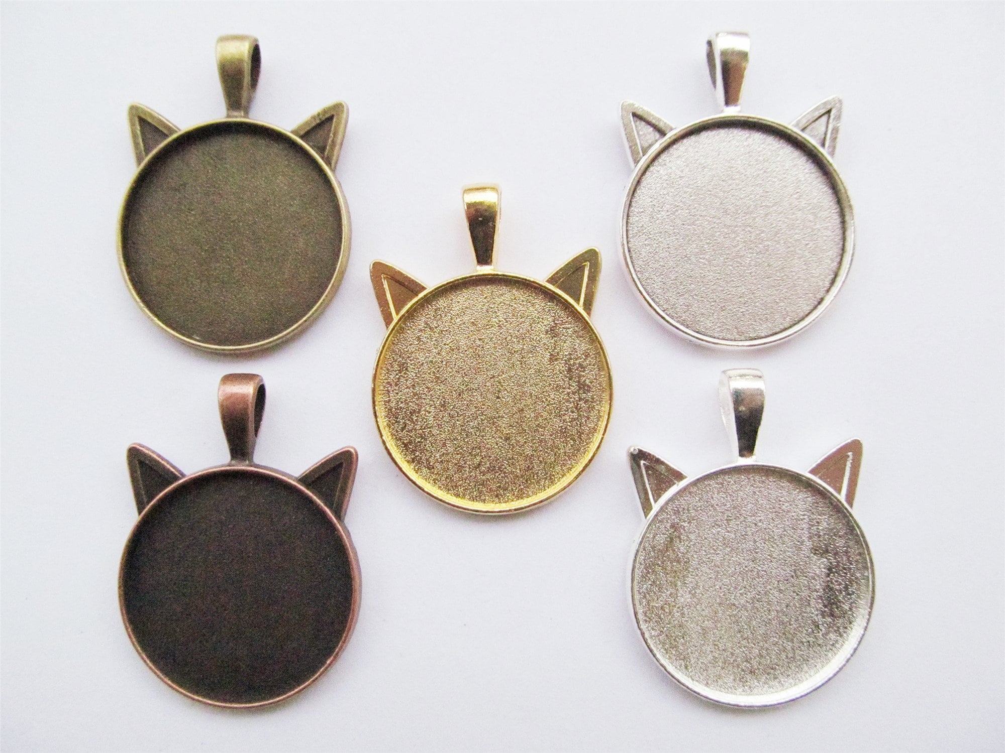 6 Colors Antique Silver/Bronze Cat Ears Base Setting Tray | Etsy