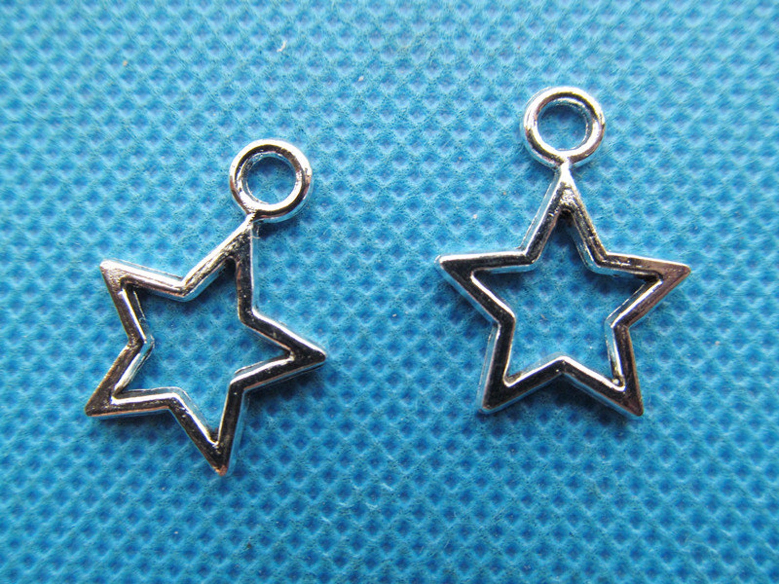 16mmx22mm Antique Silver Tone Cabinet Hollow Five Pointed Star ...