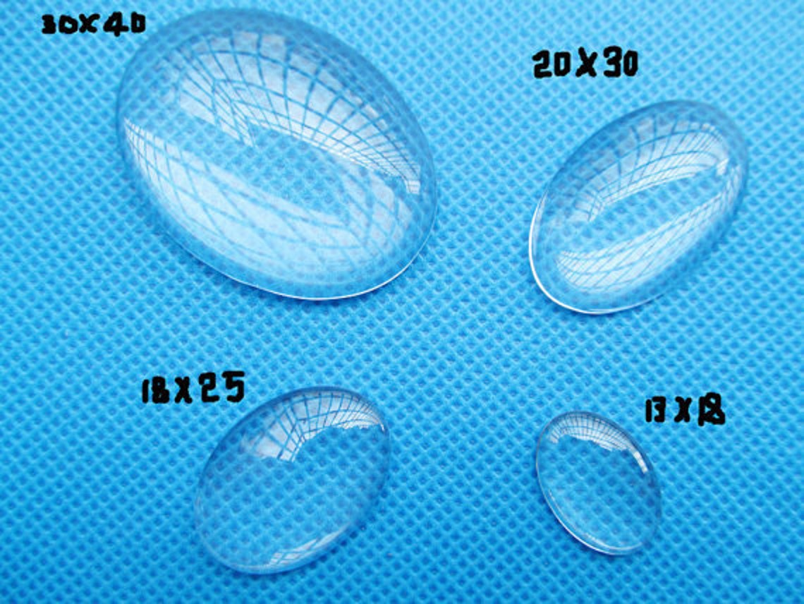 Good Quality 6MMX8MM Oval Clear/ Transparent Glass Cabochons/cover Cabs ...