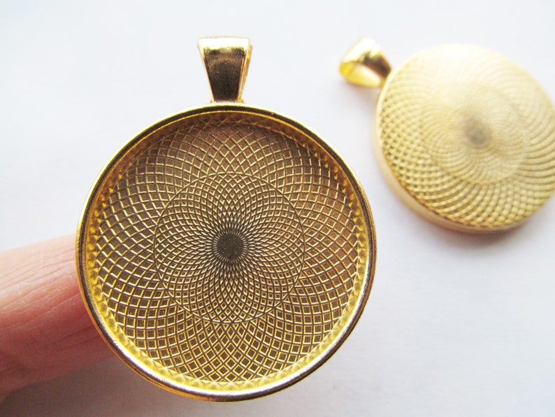 Antique Golden/golden Round Base Setting Tray Bezel Pendant Charm ...