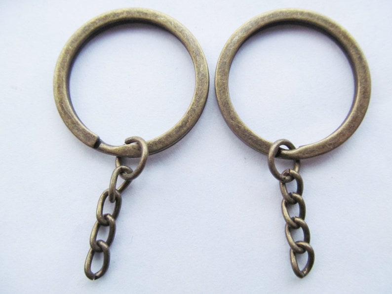Smooth 28mm Silver Tone/antique Bronze Two Circle Key Chain - Etsy