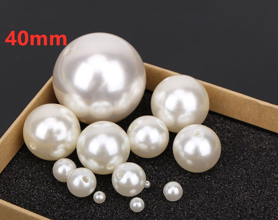 40mm Large Beige ABS Resin Faux Shell Pearl Spacer Beads,diy Beads ...