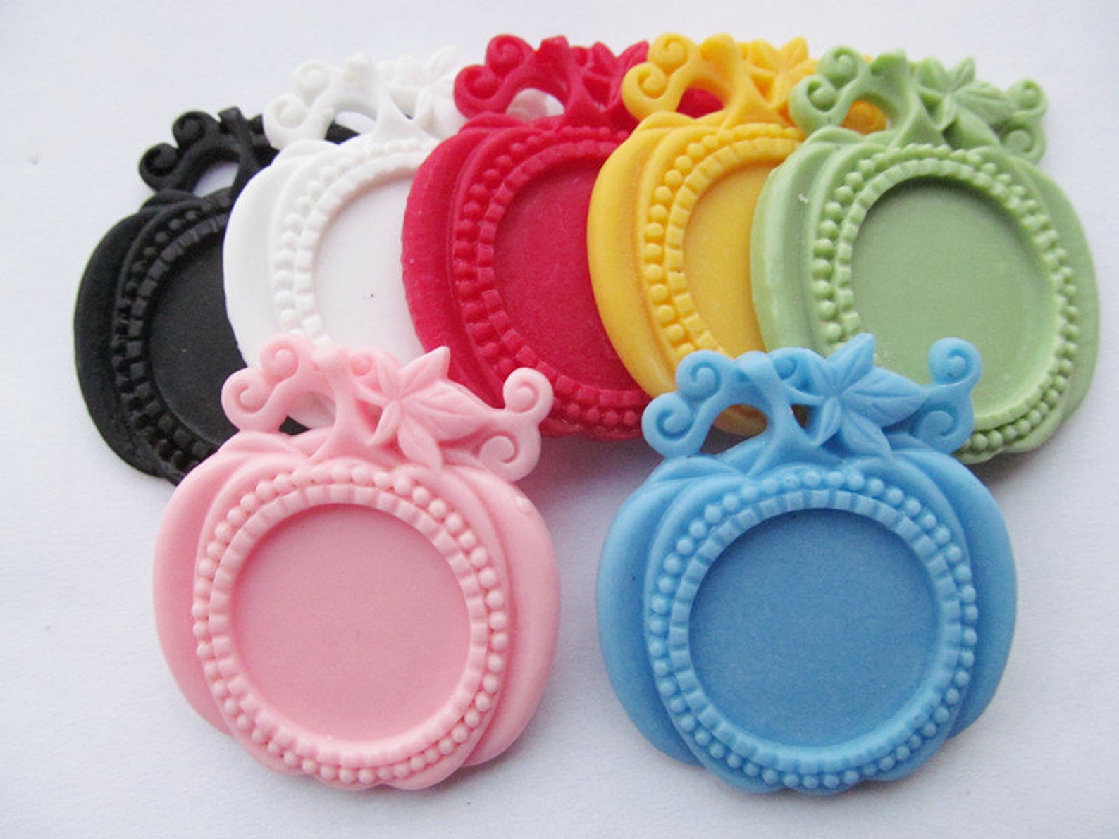 7 Colors Round Flatback Resin Fruit Charm Findingfiligree - Etsy