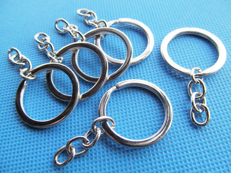 Smooth 28mm Silver Tone/antique Bronze Two Circle Key Chain - Etsy