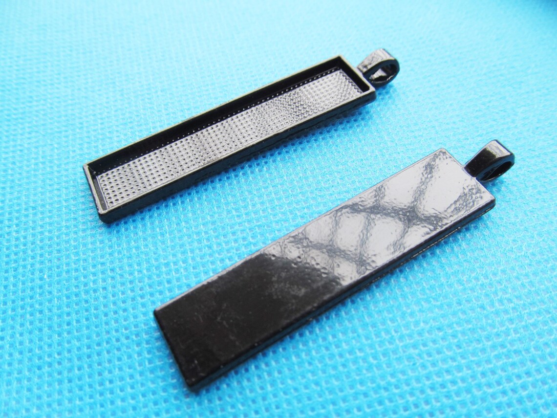 Long Black Rectangle Base Setting Tray Bezel Pendant Charm/finding,fit ...