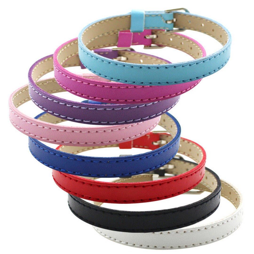 13 Colors 8mm Wide Adjustable Faux Leather Bracelet, DIY Accessory ...