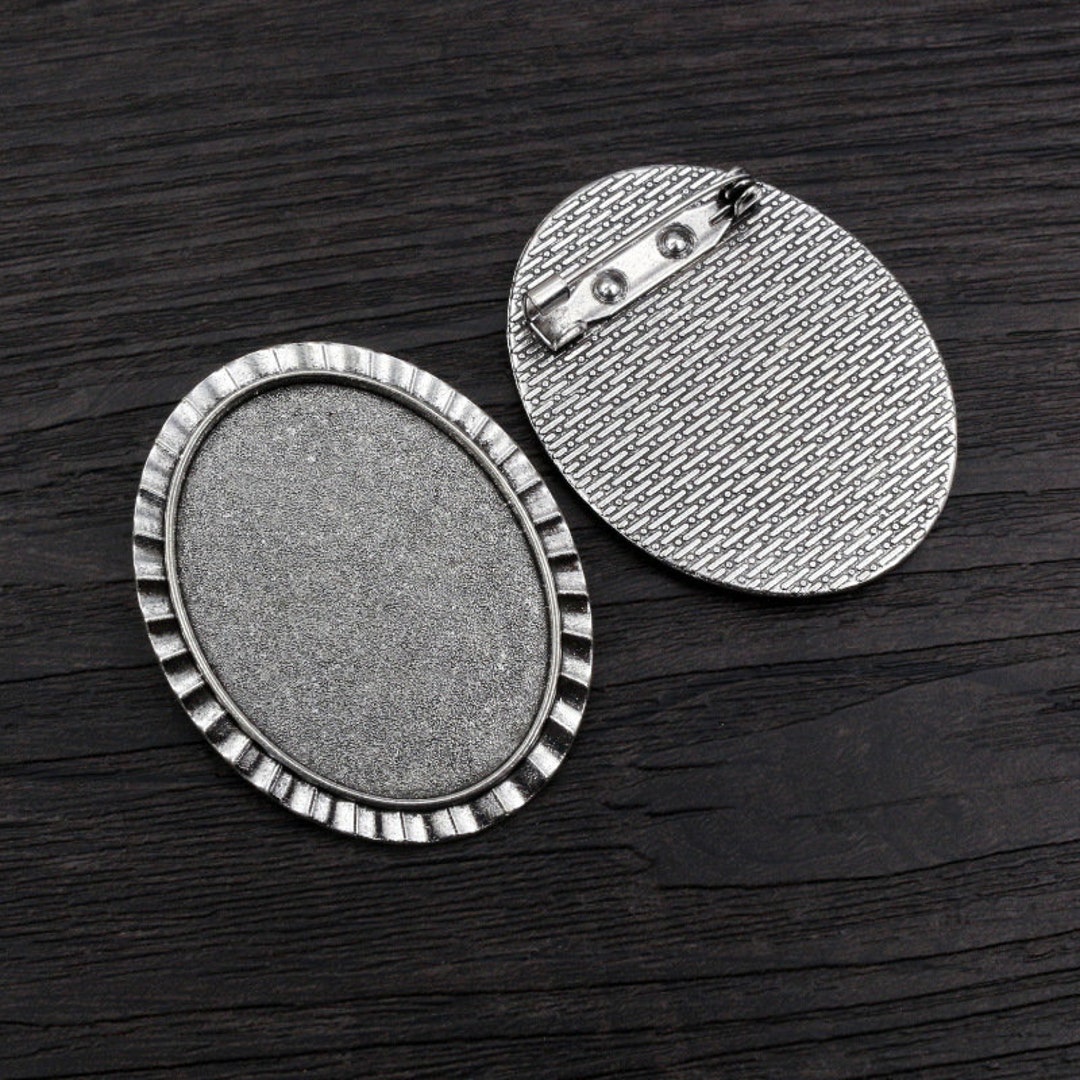 Antique Silver Tone/antique Bronze/black Blank Safety Pin Brooch ...