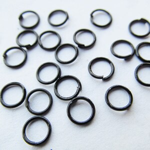 6mmx0.9mm Black Enamal Jump Ring Fastener Clasp Ends Connector Charm ...