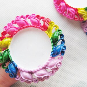 31x37mm Handwork Rainbow Round Flatback Resin Flower Charm Finding ...