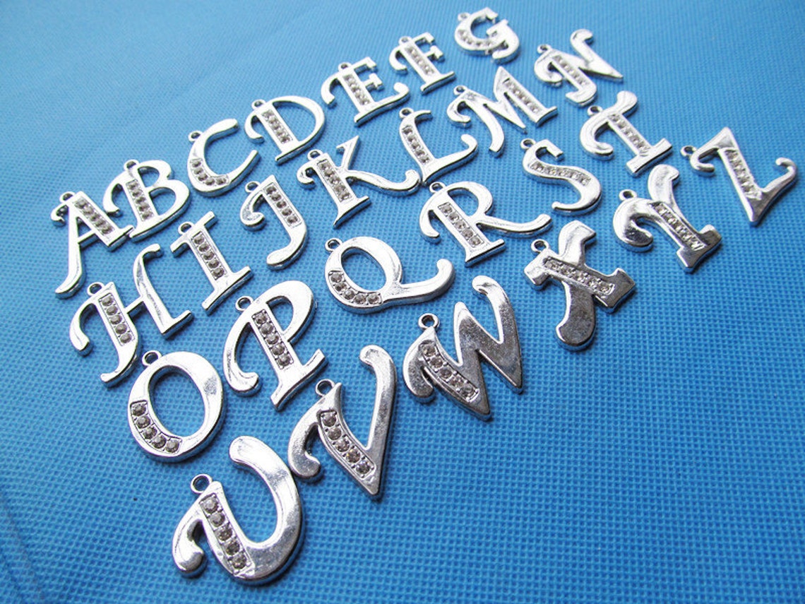 Large Silver Tone/white K Alphabet Letter Pendant Charm/finding ...