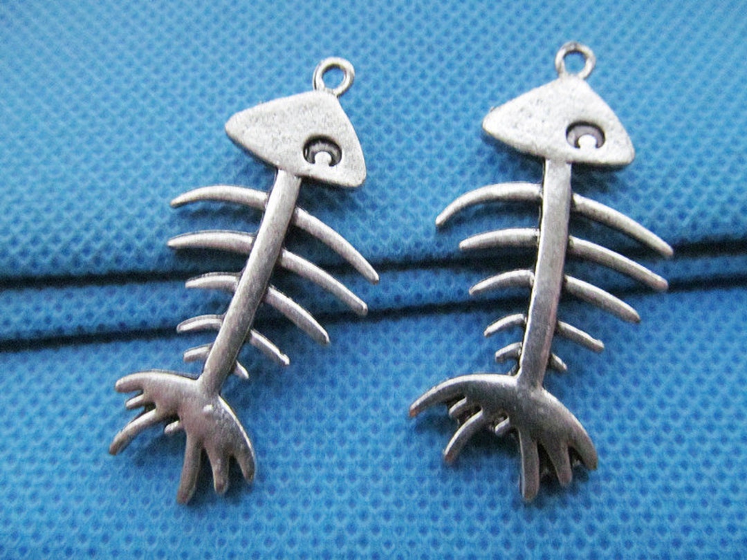 21mmx43mm Antique Silver Fishbone/fish Bones Connector Pendant Charm ...