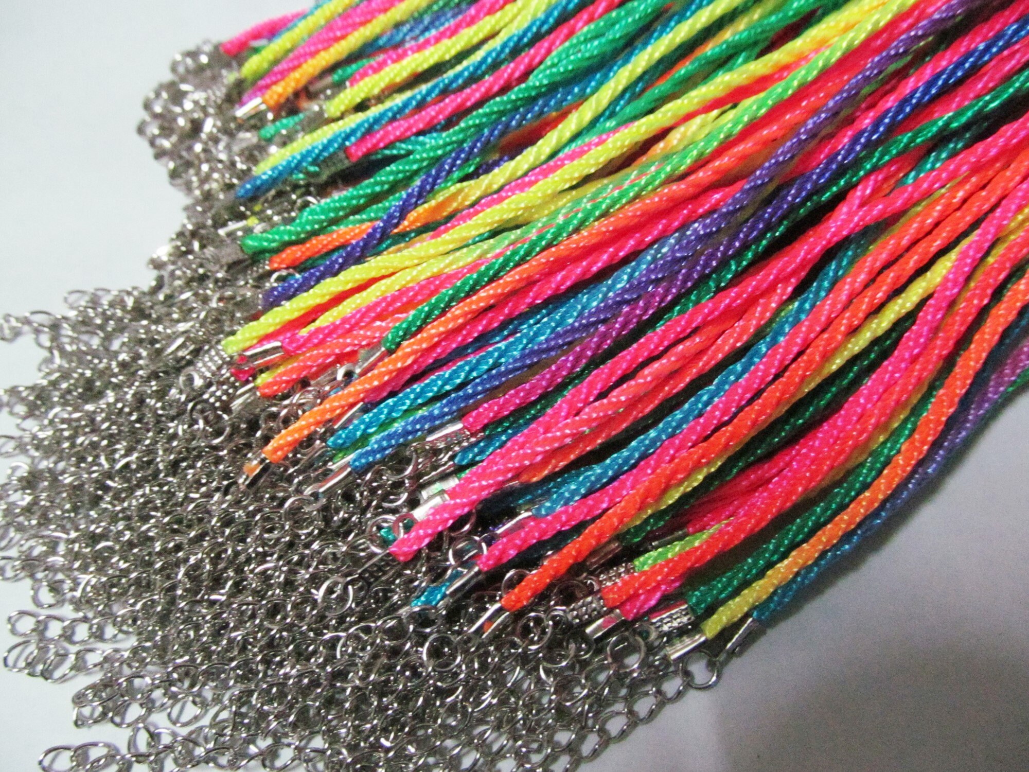 17inch-18inch 2mm Rainbow Silk Braid Necklace Cord,beading String,braid ...