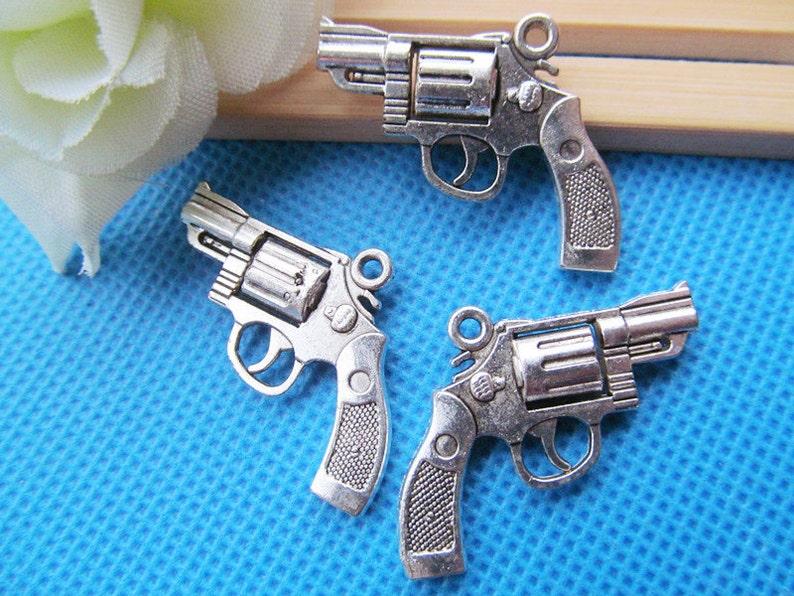 22.60mmx30mm Antique Bronze/antique Silver Tone Revolver Gun - Etsy