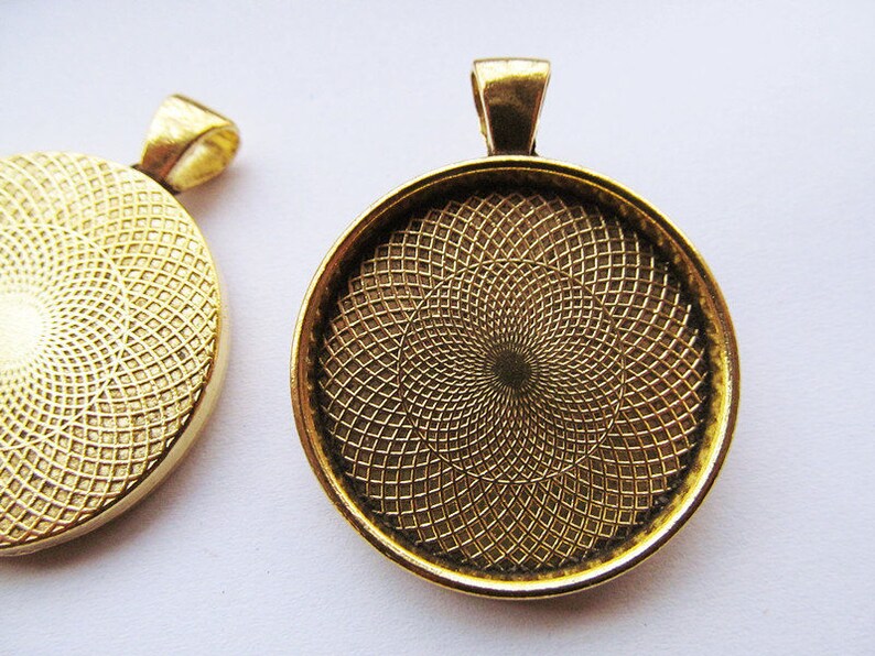Antique Golden/golden Round Base Setting Tray Bezel Pendant Charm ...