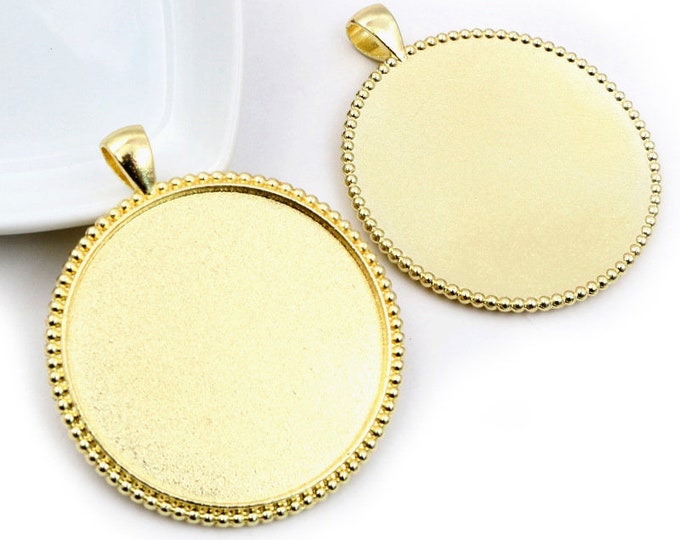 120pcs Gold Beads Border Base Setting Tray Bezel Pendant Charm/finding ...