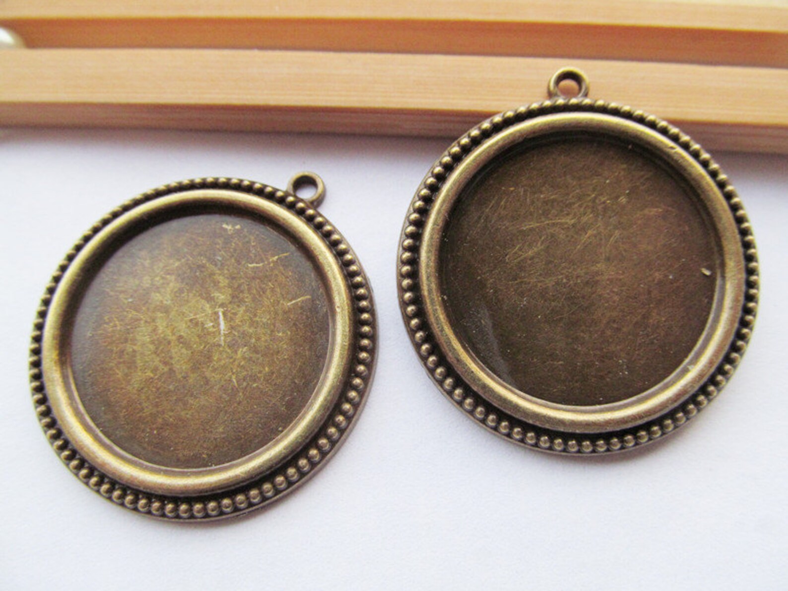 Antique Bronze Round Base Setting Bezel Tray Bezel Pendant | Etsy