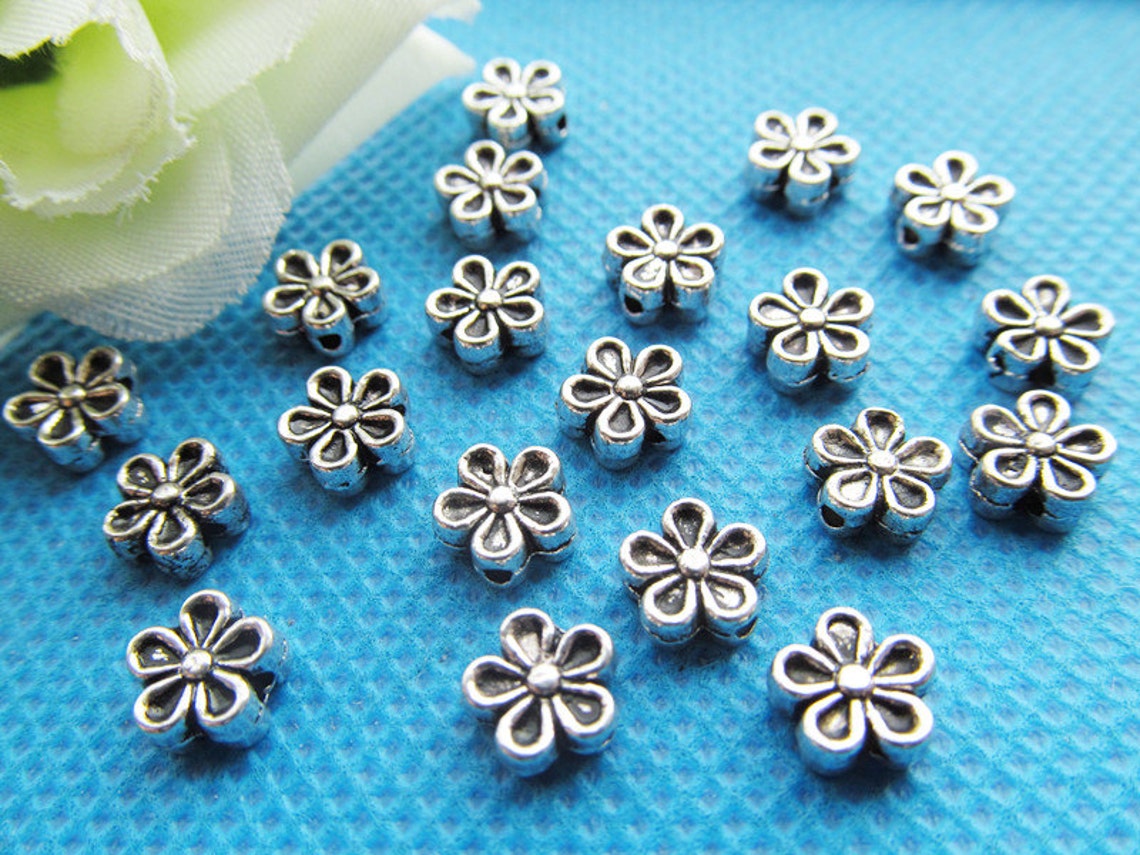 3mmx7mm Silver Tone Flower Spacer Beadsbracelet | Etsy