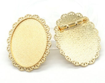 Brooch,20pcs Antique Bronze Round Blank Pad Brooches,brooch Cameo Base ...