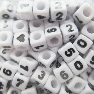 7mm Black/white Base Square Spacer Acrylic Number Beads,diy Beads ...