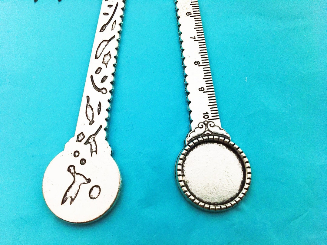 Antique Silver Tone/antique Bronze Ruler Bookmark Base Setting Tray ...