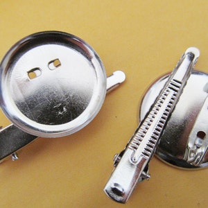 7mmx44mm Good Pure Silver Tone Prong Hair Clips/hairpins,round 30mm ...