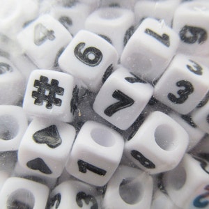 7mm Black/white Base Square Spacer Acrylic Number Beads,diy Beads ...