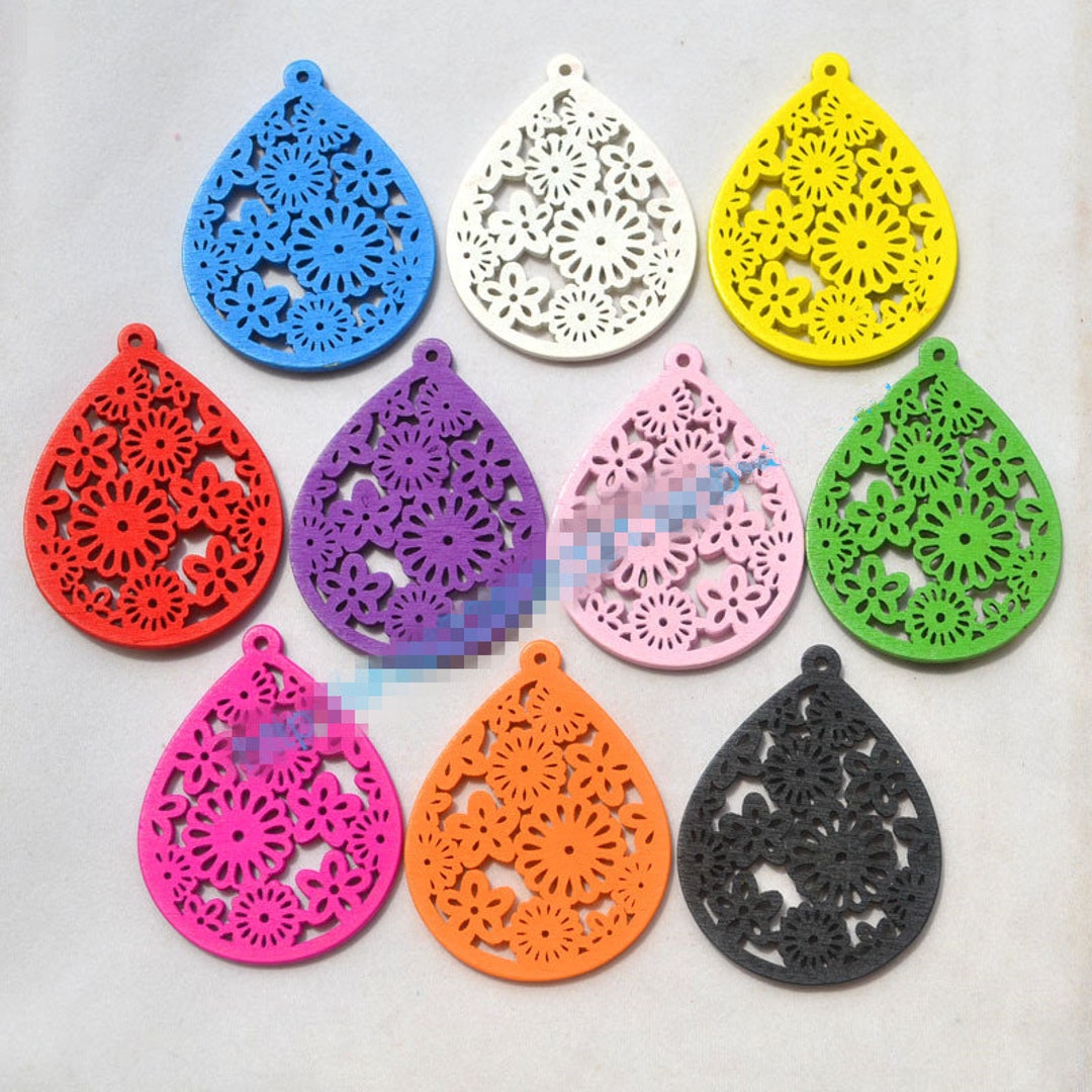 50mm Colorful Hollow Raindrop Ring Earring Pendant Charm Finding ,DIY ...