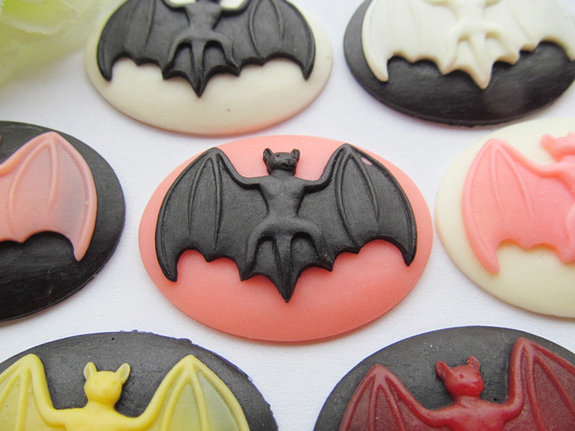 30mmx40mm 7 Colors Oval Flatback Resin Relief Bat/bugbat Cabochon Cameo ...