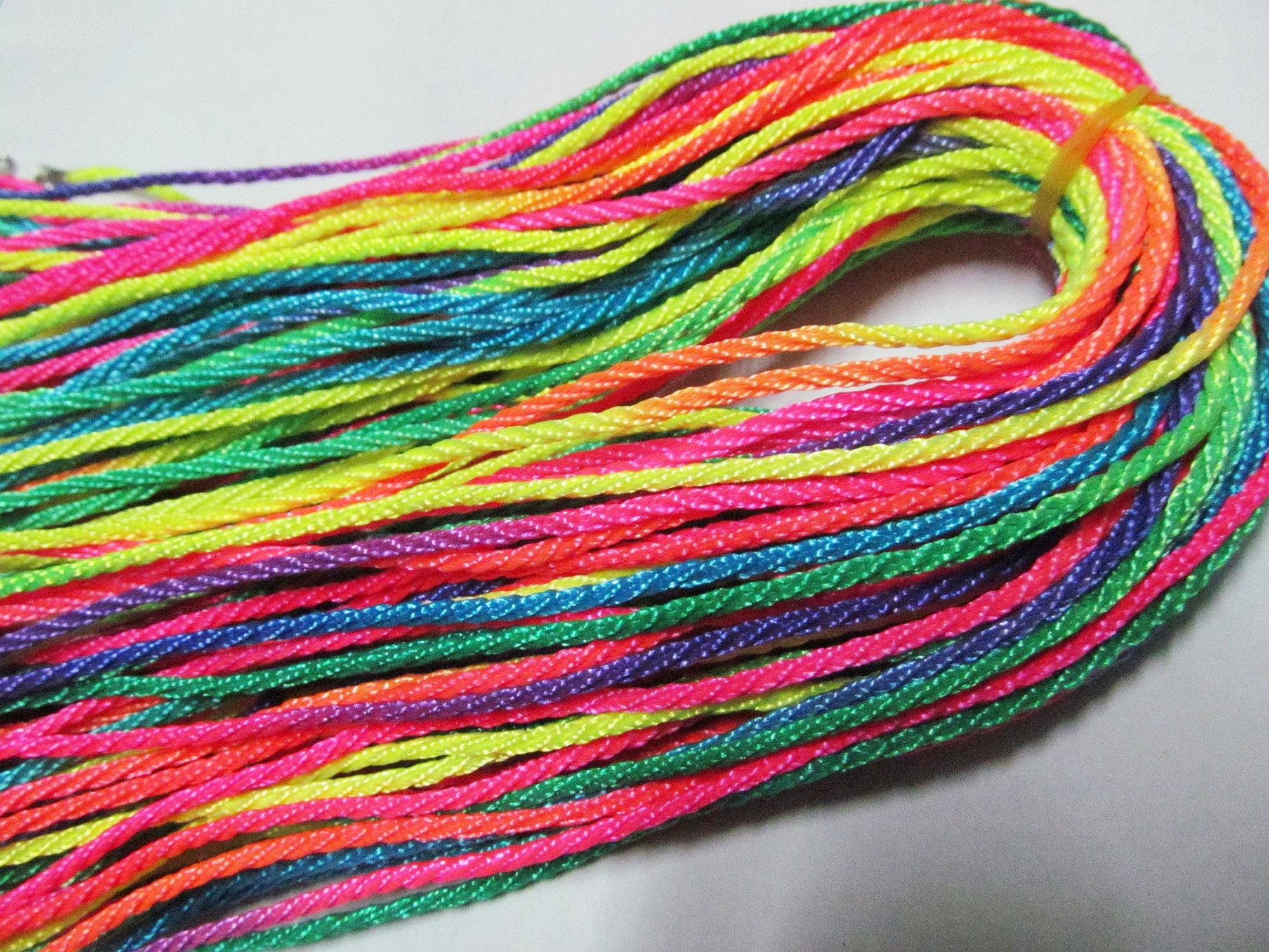 17inch-18inch 2mm Rainbow Silk Braid Necklace Cord,beading String,braid ...
