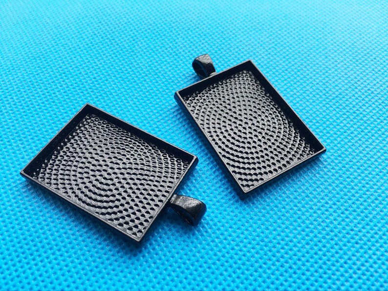 Black Rectangle Base Setting Tray Bezel Pendantfit 25mmx35mm - Etsy