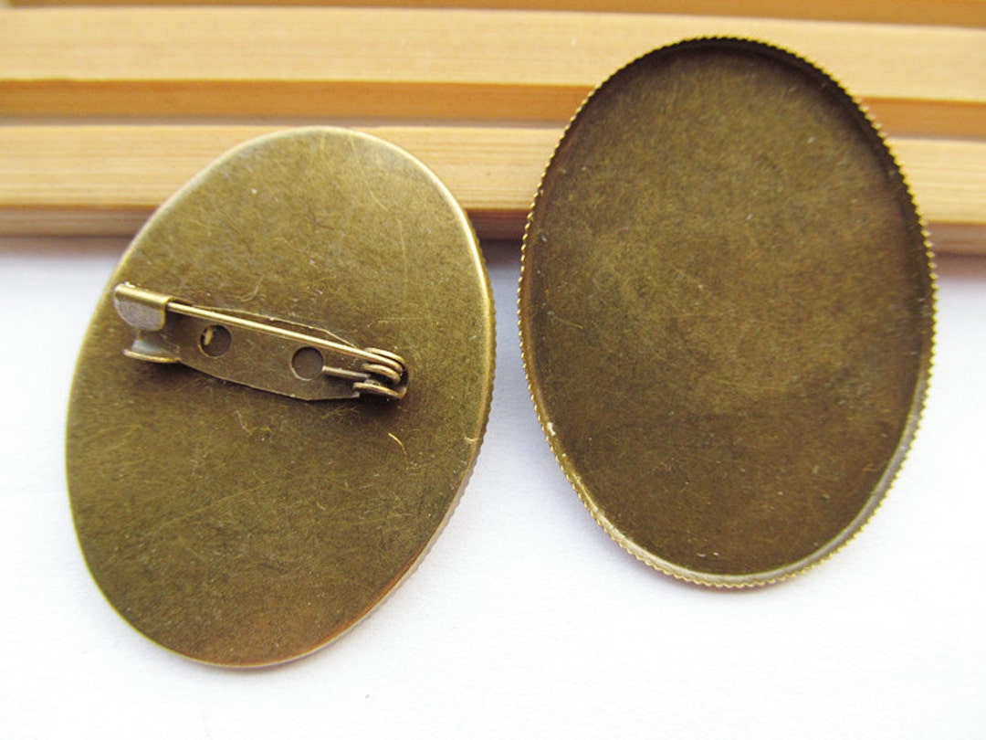 Antique Bronze/silver Tone Blank Brooch/breastpin Charm,base Setting ...