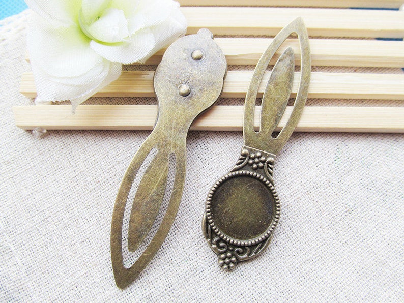 Antique Silver/antique Bronze Bookmark Base Setting Tray Bezel - Etsy