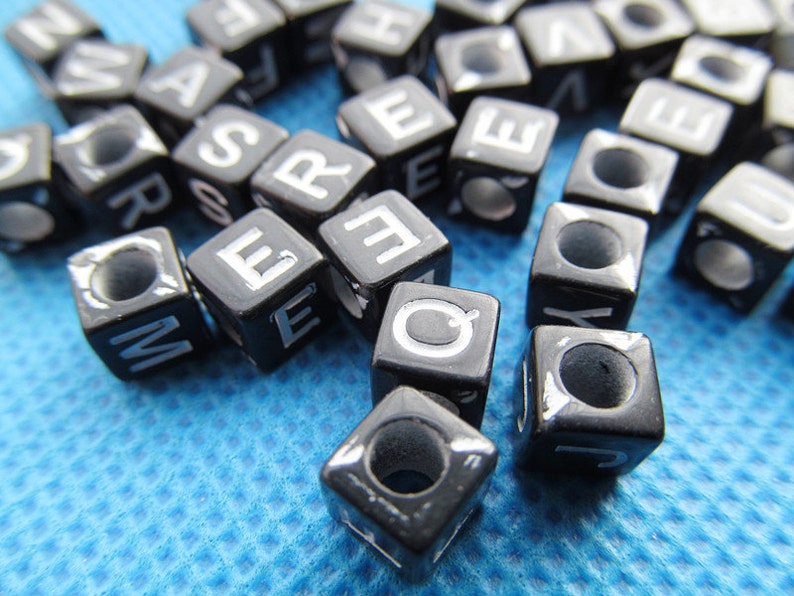 6mm Black Base Square Spacer Acrylic Capital Letter Beads,diy Beads ...