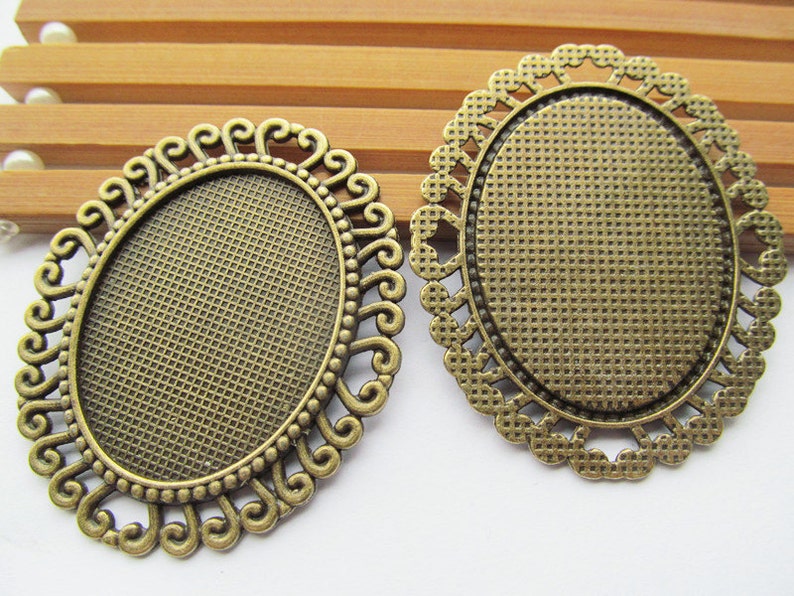 Large Antique Silver Tone/antique Bronze Oval Border Frame - Etsy