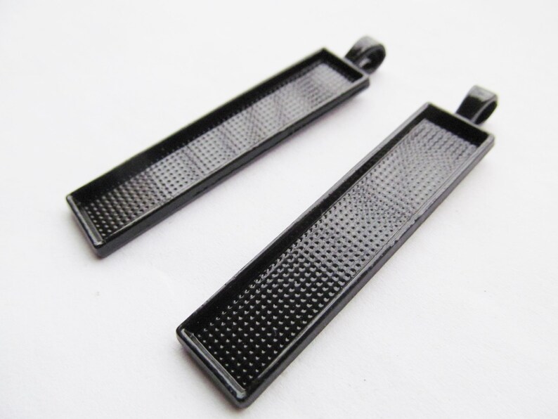 Long Black Rectangle Base Setting Tray Bezel Pendant Charm/finding,fit ...