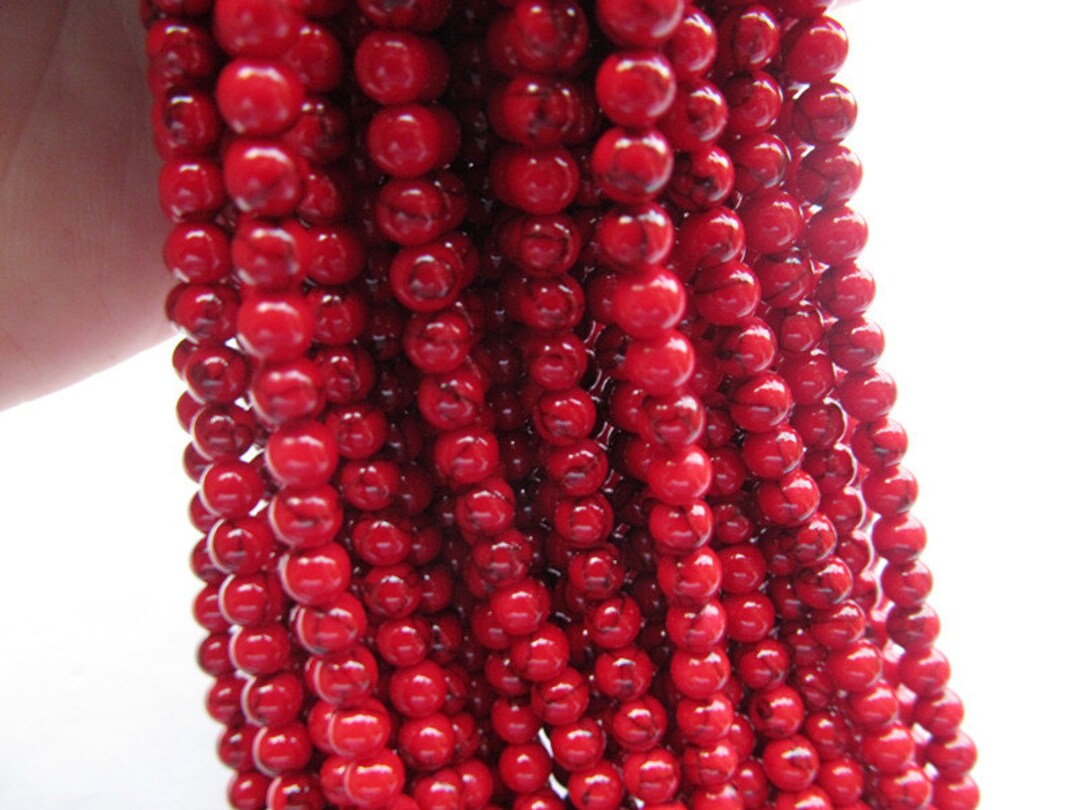 39mm Beige/deep Red 4.20mm Glass Beads,one String of 100pcs Beads ...