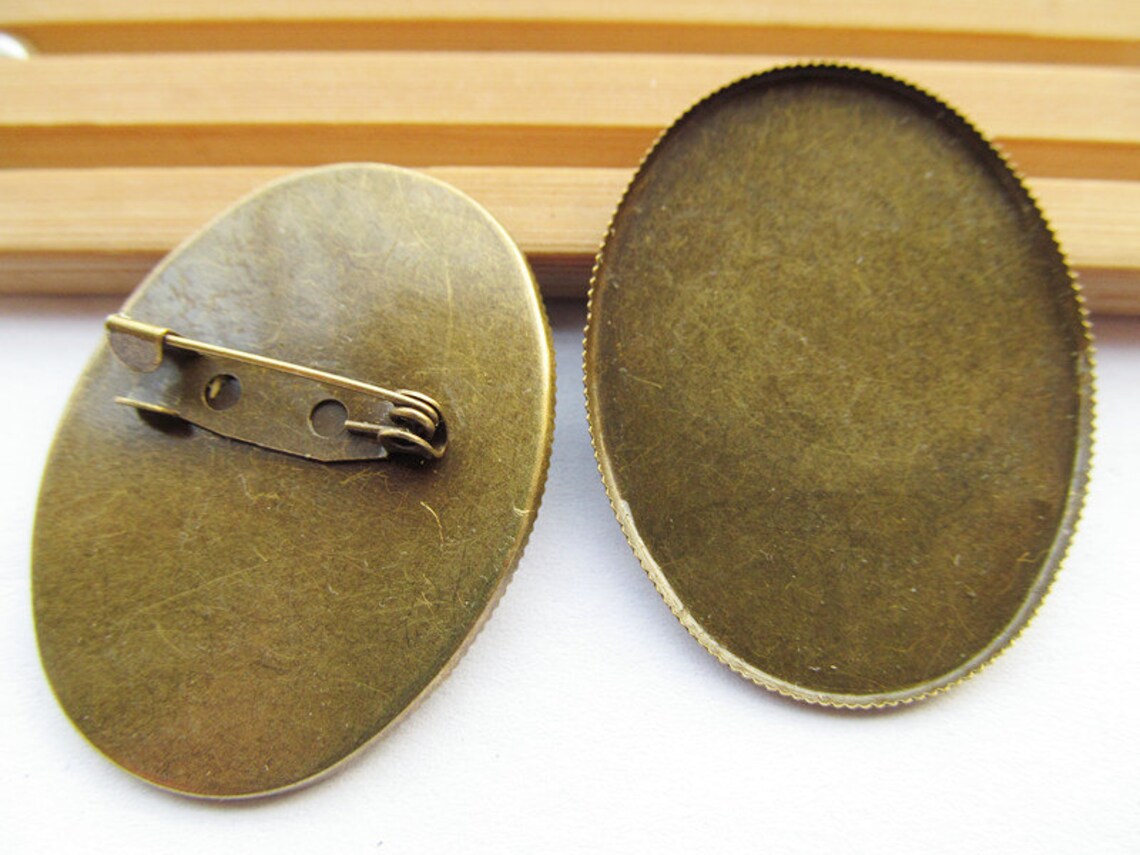 Antique Bronze/silver Tone Blank Brooch/breastpin Charmbase - Etsy