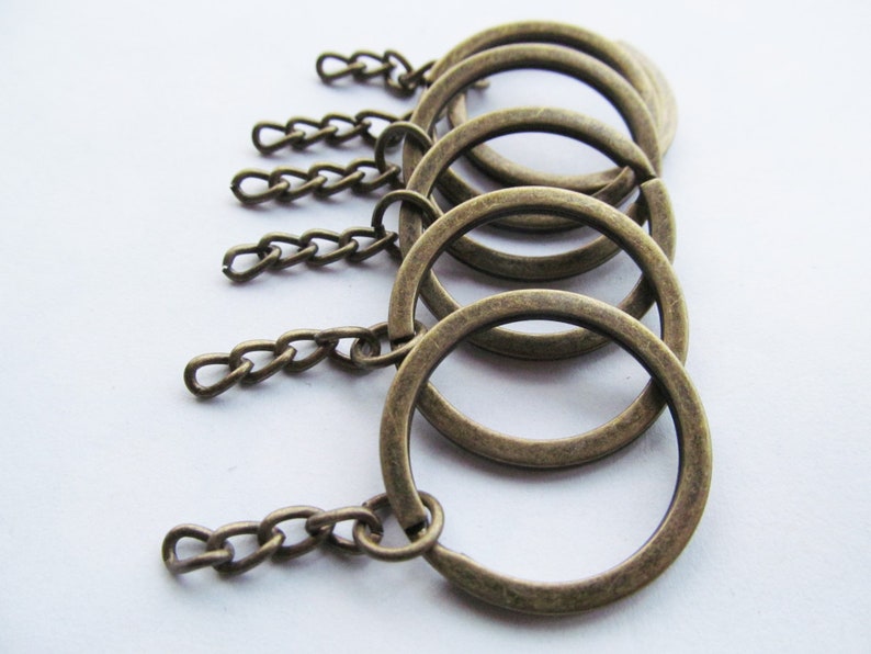 Smooth 28mm Silver tone/Antique Bronze Two Circle Key Chain | Etsy